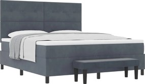 Postel s boxspringem s čelo Tmavě šedá 200 x 180 cm samet 3344529