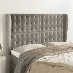 Čelo postele typu ušák světle šedé 147x23x118/128 cm samet 3118438