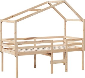 Patrová postel se střechou 75 x 190 cm masivní borové dřevo 3282061