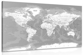 Obraz stylová černobílá mapa světa - 60x40 cm