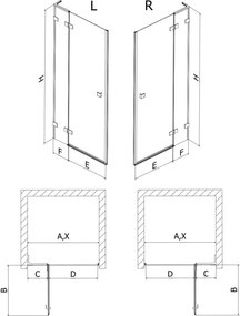 Mexen Lunar L sprchové dveře otevírací levé 75 cm, transparentní, chrom - 834L-075-000-01-00-L