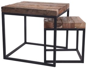 H&S Collection 2dílná sada odkládacích stolků teakové dřevo - Default Title