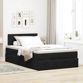 Osmanský rám postele s matrací černý 120x200cm samet 3312544