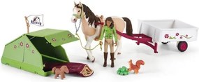 Set figurek a příslušenství schleich sarah s koníkem a zvířátky kempují 42533