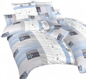 Dadka Povlečení satén Flér šedomodrá  240x220, 2x70x90 cm