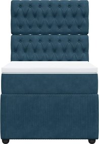 Box spring postel s matrací tmavě modrá 90x190 cm samet 3292224
