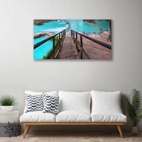 Obraz na plátně Schody Jezero Architektura 100x50 cm