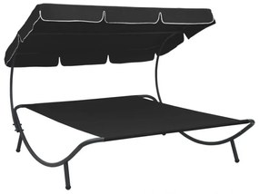 Zahradní postel s baldachýnem černá,  313525 HangarStore.cz