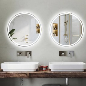 Costway Ø80 cm Kulaté LED osvětlené zrcadlo s nastavitelným jasem a dotykovým