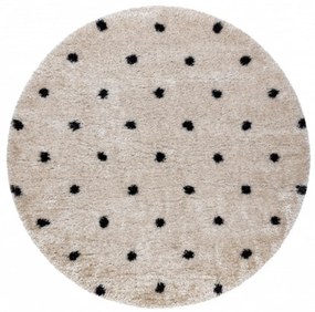 Kusový koberec shaggy Dots krémový kruh 120cm