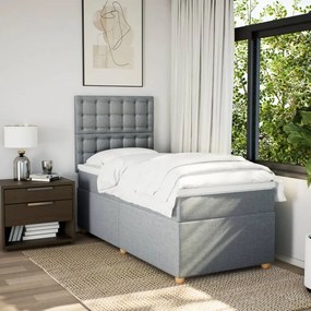 Box spring postel s matrací světle šedý 100 x 200 cm textil 3291205