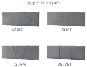 Manželská postel dvoulůžko BOXSPRING | 180x200 | VÝBĚR TKANINY A ČELA