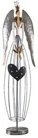 Kovová dekorativní soška anděla s korunou a srdcem - 28*15*97 cm
