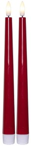 STAR TRADING LED svíčka Flamme Candy Red 26 cm – set 2 ks, červená barva, plast
