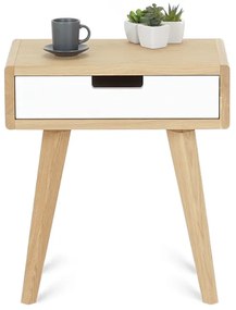 Benlemi Zaoblený noční stolek ze dřeva LUNA FLO bílý Zvolte kvalitu dřeva: 1. Dubový masiv třídy A