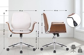 Kancelářská židle Kemberg umělá kůže – ořechová/bílá