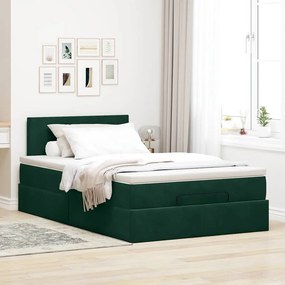 Osmanský rám postele s matrací tmavě zelená 120x200cm samet 3312545