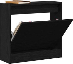botník, výklopný, kompozitní dřevo, 57x60x21 cm, černý dub, Dekorino BB20260034