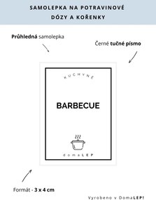 Samolepka na kořenky BARBECUE  průhledná 3 × 4 cm tučné písmo