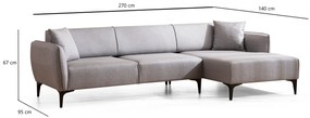 Designová rohová sedačka Beasley 270 cm šedá - pravá