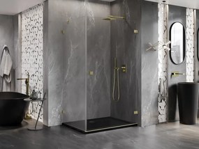 Mexen Lunar-B, pravostranný výklopný sprchový kout 85 x 80 cm, 8mm čiré sklo, zlatý kartáčovaný - 832-085-080-55-00-P