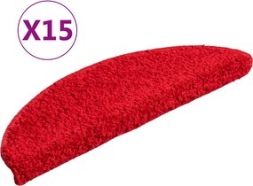 Schodové rohože 15 ks 56 x 17 x 3 cm červené, půlkulaté 133899