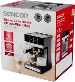 SENCOR SES 4060BK černá / Pákový kávovar / 1350W / 20 bar / 1.8 l / na