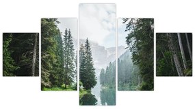Obraz lesního jezera (125x70 cm)