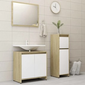 vidaXL 3dílný set koupelnového nábytku dřevotříska [3056928] Barva: bílá s vysokým leskem