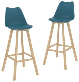 Barové stoličky 2 ks tyrkysové PP a masivní bukové dřevo,  287261