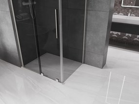 Mexen Velar L, sprchový kout s posuvnými dveřmi 100 x 85 cm, 8mm šedé sklo, broušená ocel, 871-100-085-43-97