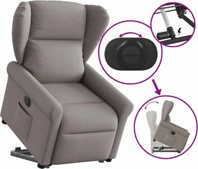 Elektrické zvedací polohovací křeslo taupe textil 3303401