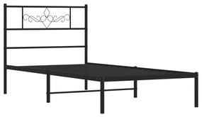 Kovový rám postele s čelem černý 107 x 203 cm