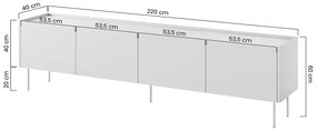 TV stolek Desin 220 cm s ukrytou zásuvkou - olivová / dub nagano
