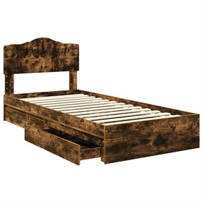 Postel s úložným prostorem se zásuvkou Kouřový dub 70 x 190 cm 3413149