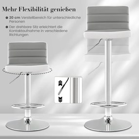 Costway Sada 2 barových židlí 82-102 cm výškově nastavitelné otočné barové židle