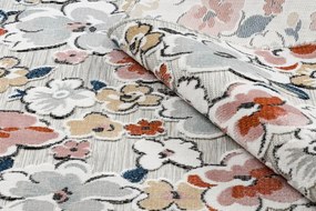Dywany Łuszczów, Kusový koberec Botanic 65239 flowers grey – na ven i na doma, 157x220, vícebarevná, chodba / předsíň