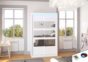 ADRK Furniture Posuvná skříň se zrcadlem a LED osvětlením KOLORADO 120