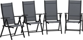 Outsunny Sada 4 Skládacích a Prodyšných Zahradních Židlí s Opěrkami, Skládací Židle pro Venku z Oceli a Polyesteru, Maximální Zatížení 120 kg, 56x69x1