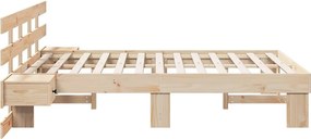 Rám postele s čelo Hnědá 140 x 190 cm Masivní borové dřevo 3385694