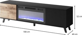 TV stolek Random 180 cm s krbem dub wotan/černý