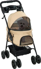 PawHut kočárek pro psy kočárek pro psy skládací funkční kočárek pro malé psy kočky kočárek pro domácí mazlíčky Oxford Khaki 67x45x96cm |
