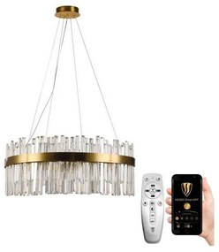 NEDES | LED Stmívatelný lustr na lanku LED/110W/230V 3000-6500K zlatá + dálkové ovládání | ND3539
