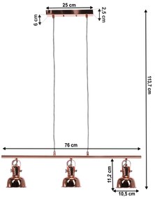 Kondela Visící lampa v retro stylu, kov, rose gold, AVIER TYP 4