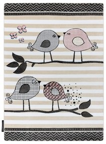 Dětský kusový koberec PETIT ptáčci krémový Rozměr: 120x170 cm