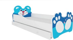 Postel s matrací a zásuvkou BEAR BLUE 140x70