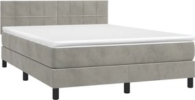 Box spring postel s matrací světle šedá 140x190 cm samet 3141299