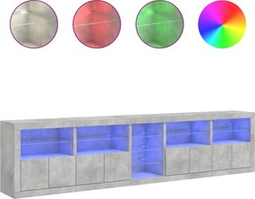 Příborník s LED osvětlením betonově šedý 283 x 37 x 67 cm 3209026
