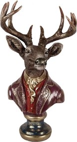 Červeno-hnědá vánoční dekorace busta jelen Deer - 30*22*57 cm