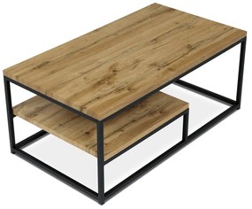 Konferenční stolek AHG-268 OAK, 110x60 cm, MDF fóliovaná, divoký dub, kov černý mat